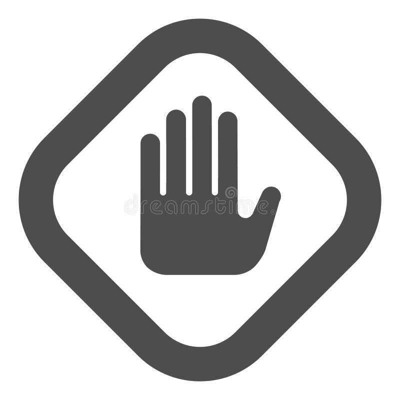 Stop Hand Gesture in Frame Solid Icon. Caution and Hazard, Warning Palm ...
