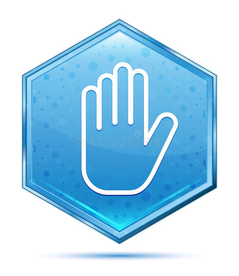 Stop Hand Icon Crystal Blue Hexagon Button Stock Illustration ...