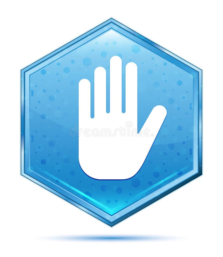 Stop Hand Icon Round Blue Push Button Stock Illustration - Illustration ...