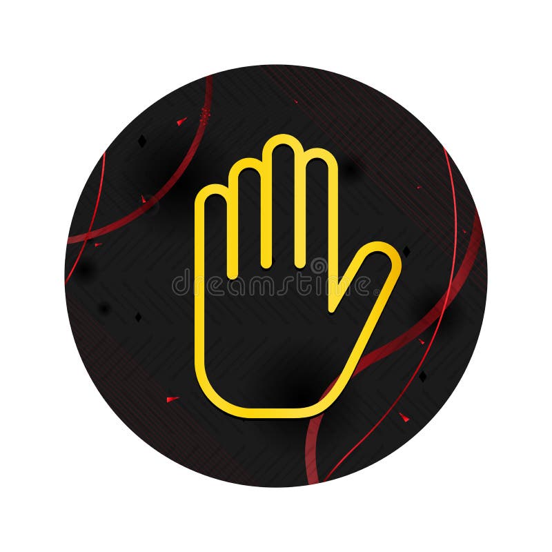 Stop Hand Icon Elegant Black Round Button Stock Vector - Illustration ...