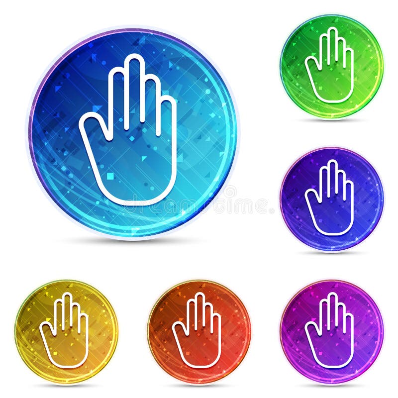 Stop Hand Icon Digital Abstract Round Buttons Set Illustration Stock ...
