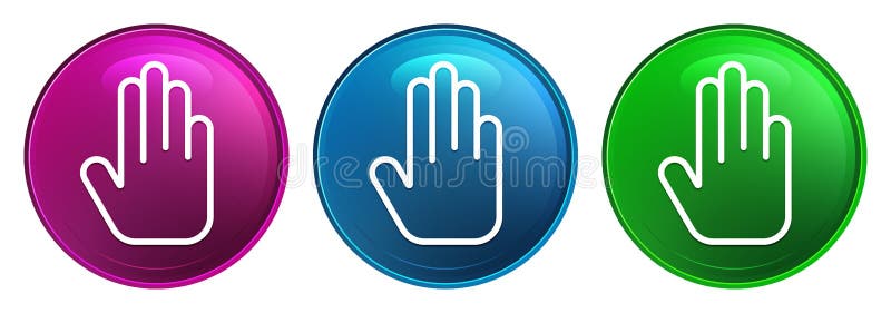 Stop Hand Icon Magic Glass Design Round Button Set Illustration Stock ...
