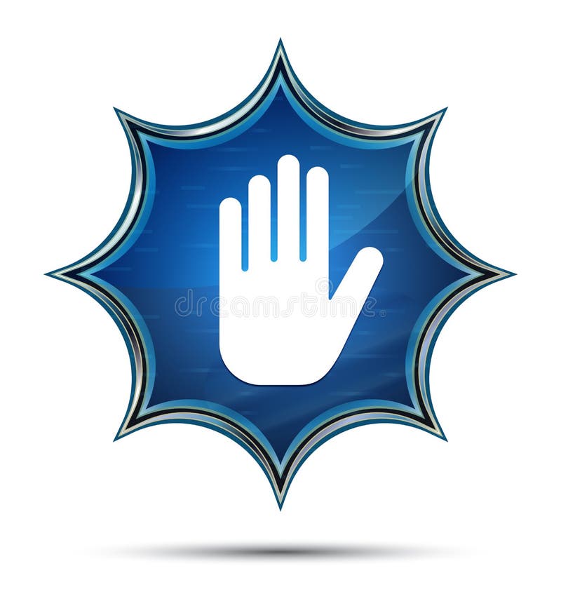 Stop Hand Icon Magical Glassy Sunburst Blue Button Stock Illustration ...