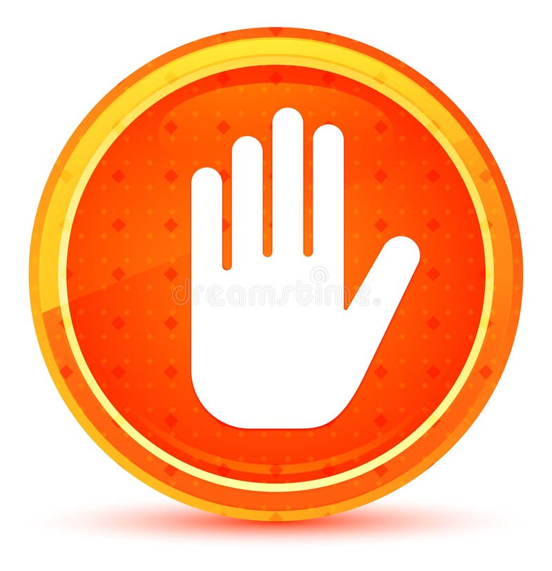 Stop Hand Icon Natural Orange Round Button Stock Illustration ...