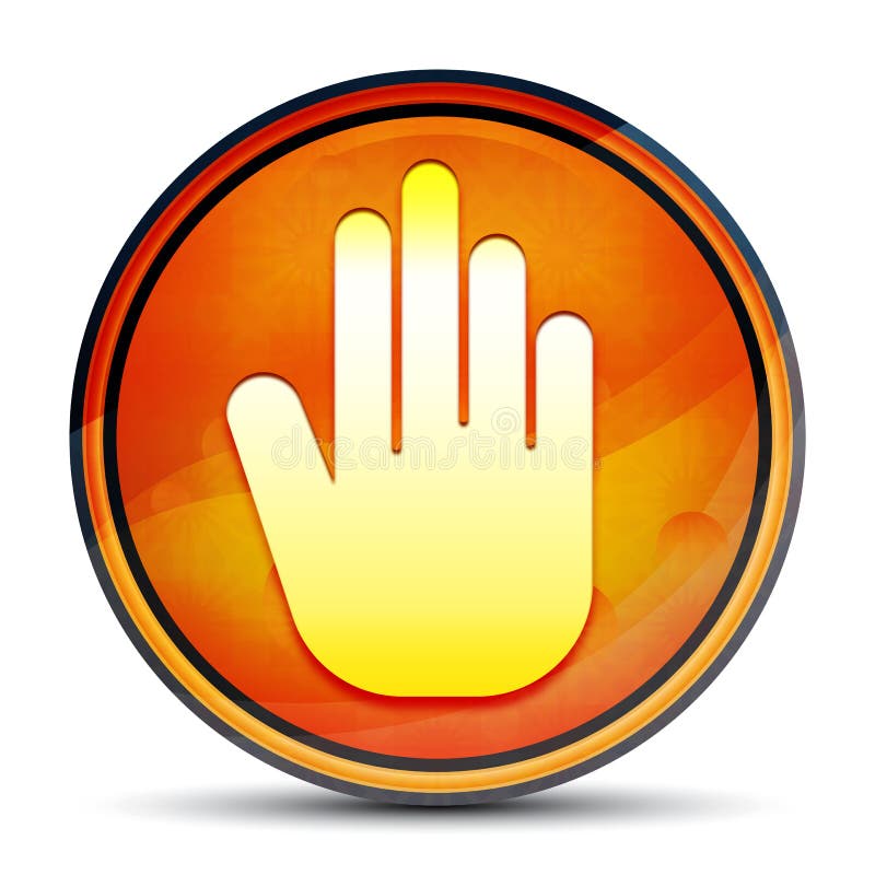 Stop Hand Icon Shiny Bright Orange Round Button Illustration Stock ...