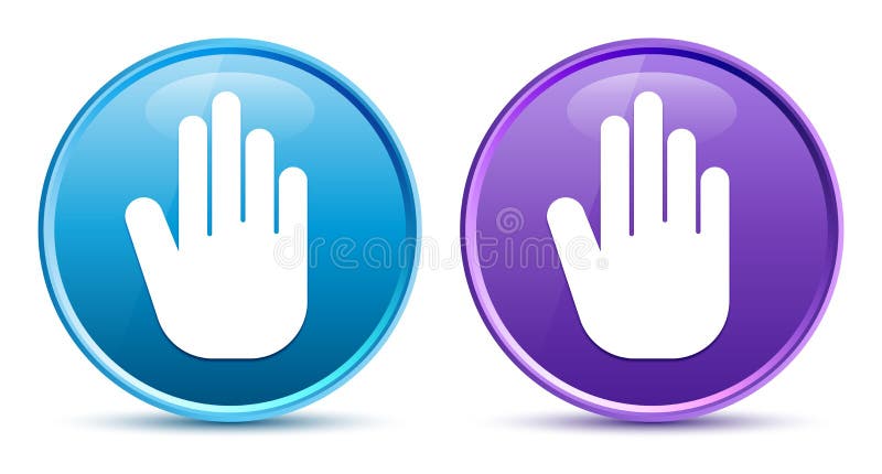 Stop Hand Icon Sleek Soft Round Button Set Illustration Stock Vector ...