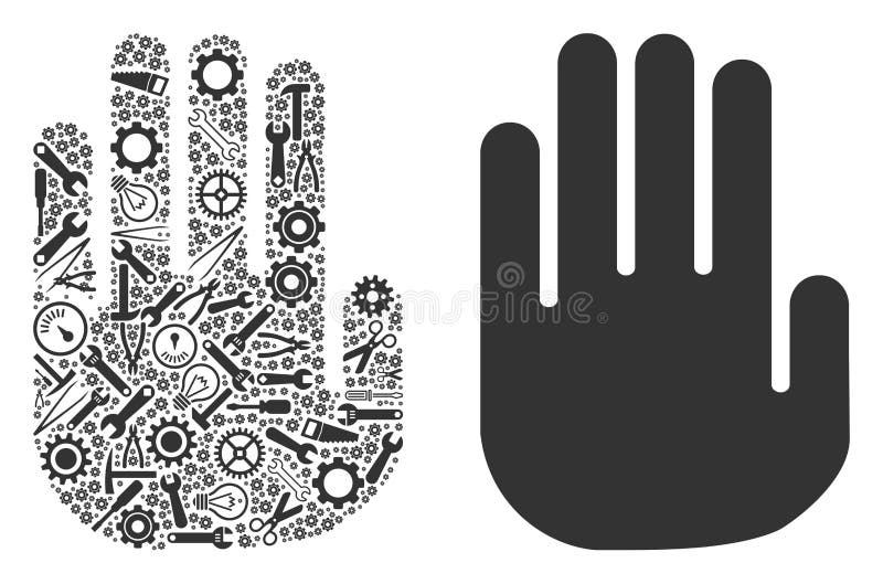 Stop Hand Collage of Repair Tools Stock Vector - Illustration of signal ...