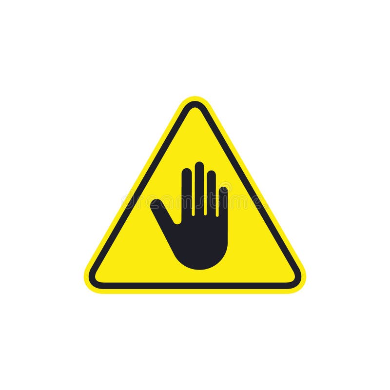 Stop Hand Palm Triangular Sign, Vector Isolated Yellow Icon Stock ...