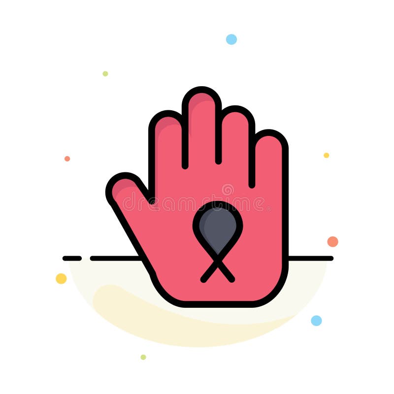 Stop, Hand, Ribbon, Awareness Abstract Flat Color Icon Template Stock ...