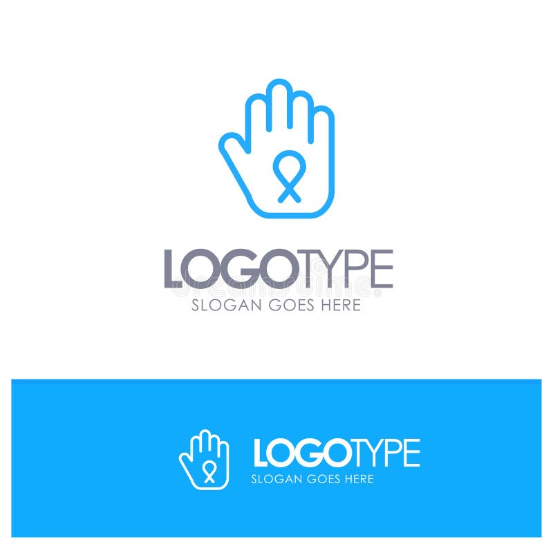 Stop, Hand, Ribbon, Awareness Blue Logo Line Style Stock Vector ...