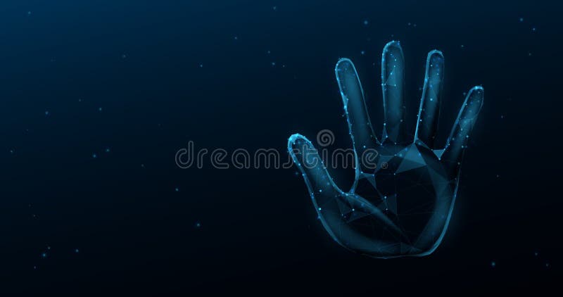 Stop Hand Sign Form Lines, Triangles and Particle Style Design ...