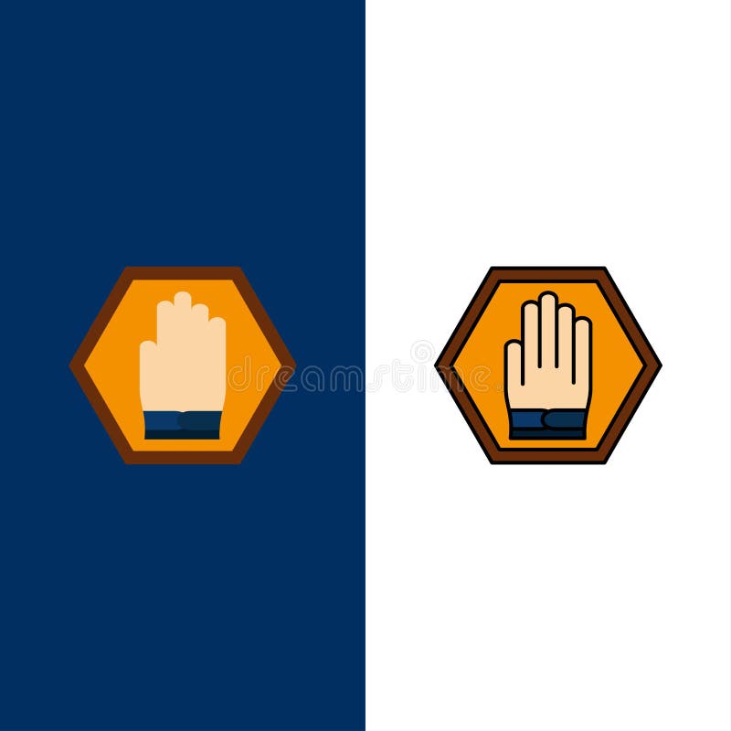 Stop, Hand, Sign, Traffic, Warning Icons. Flat and Line Filled Icon Set ...