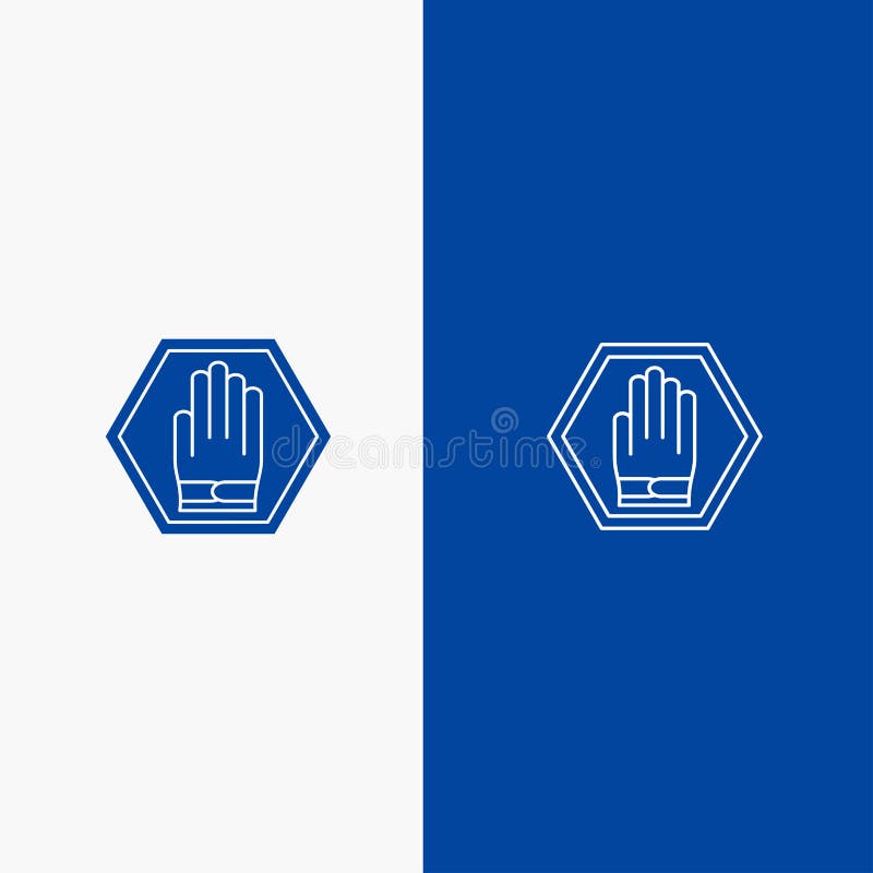 Stop, Hand, Sign, Traffic, Warning Line and Glyph Solid Icon Blue ...