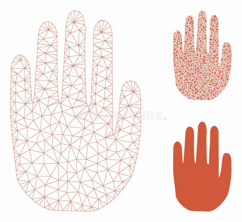 Stop Hand Vector Mesh Wire Frame Model and Triangle Mosaic Icon Stock ...