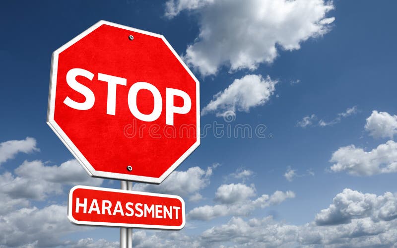 Stop Harassment - Road Sign Message Stock Illustration - Illustration ...
