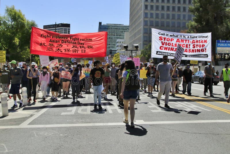 Stop the Hate rally editorial photography. Image of angeles - 214516937