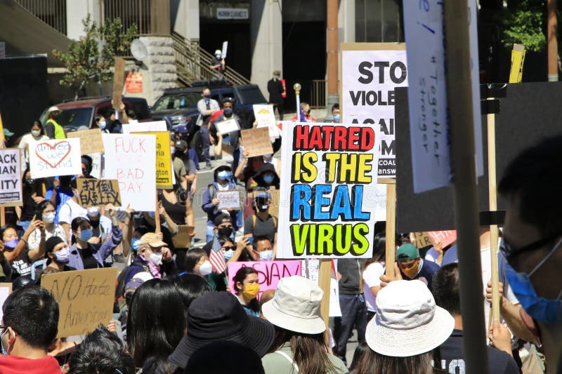 Stop the Hate rally editorial stock photo. Image of kung - 214516828
