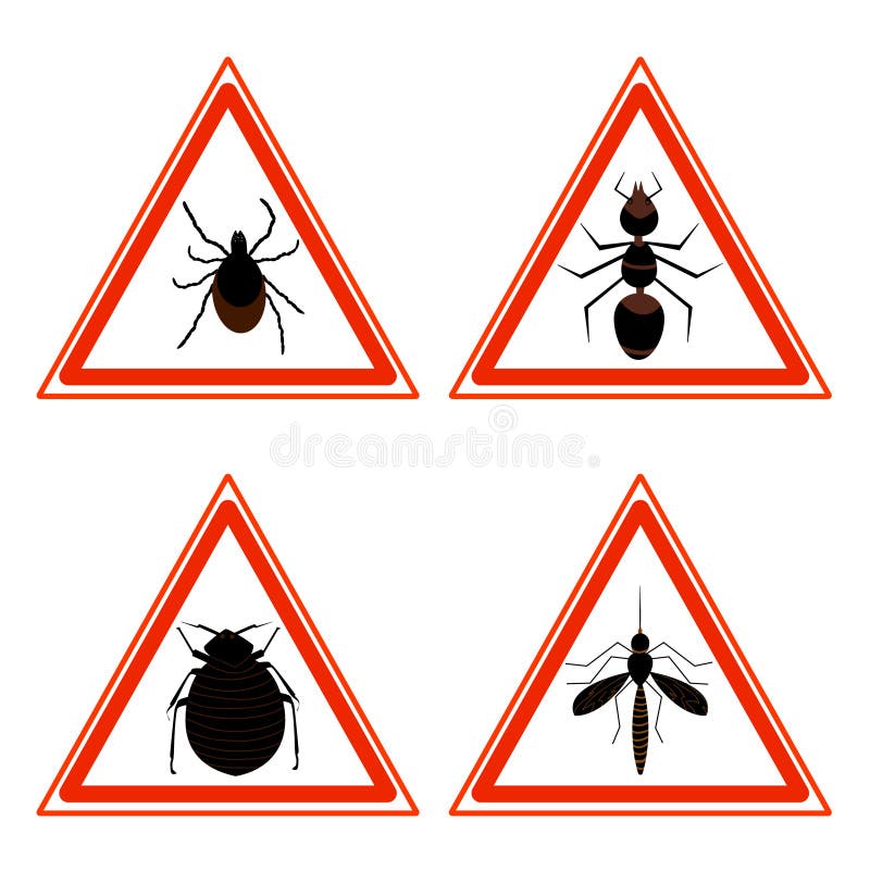 Collection of Red Triangular Warning Signs and Symbols with Icons of ...
