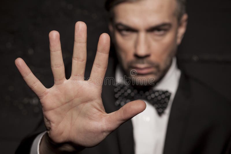 Business Man with Stop Hand Up Stock Image - Image of concepts, people ...