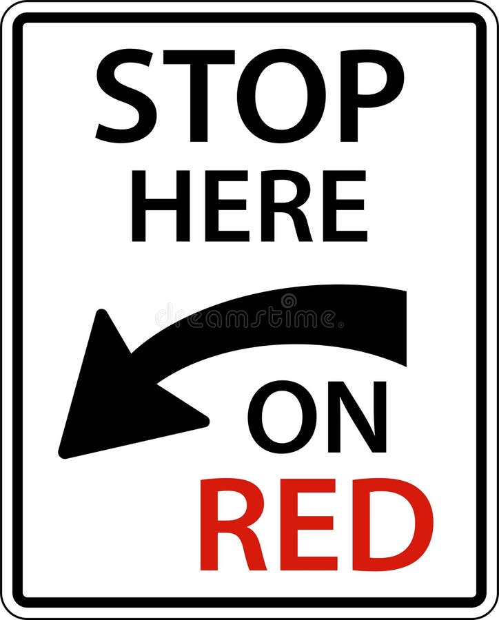 Stop Here on Red Sign on White Background Stock Vector - Illustration ...