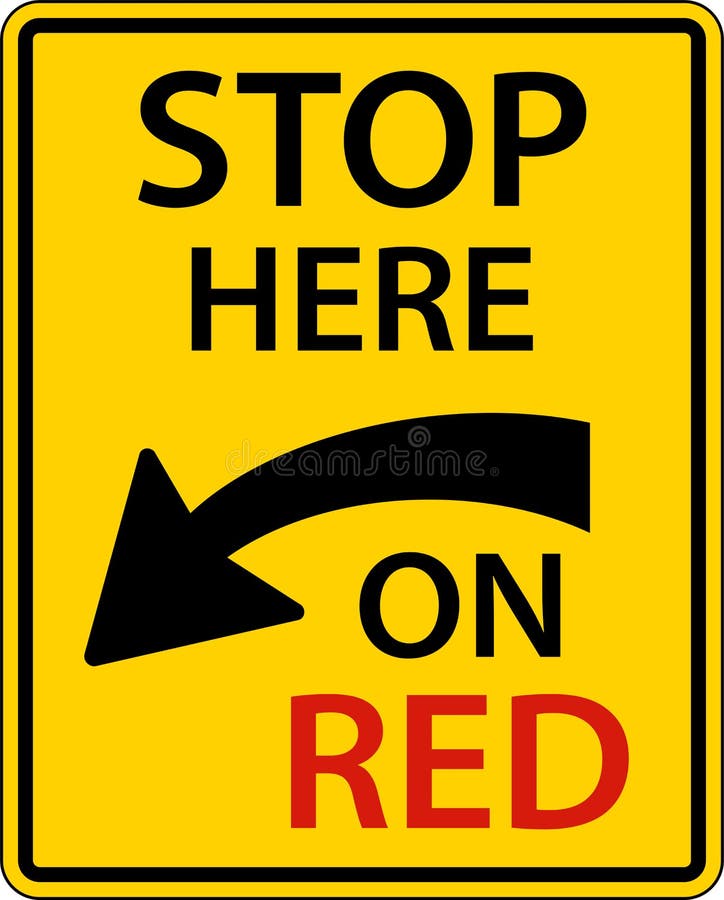 Stop Here on Red Sign on White Background Stock Vector - Illustration ...