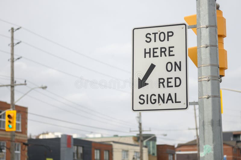Stop Here on Red Signal Sign Editorial Stock Image - Image of safety ...