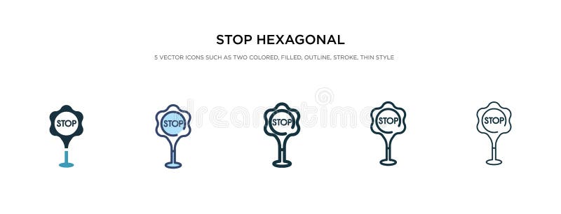 Stop Hexagonal Icon in Different Style Vector Illustration. Two Colored ...
