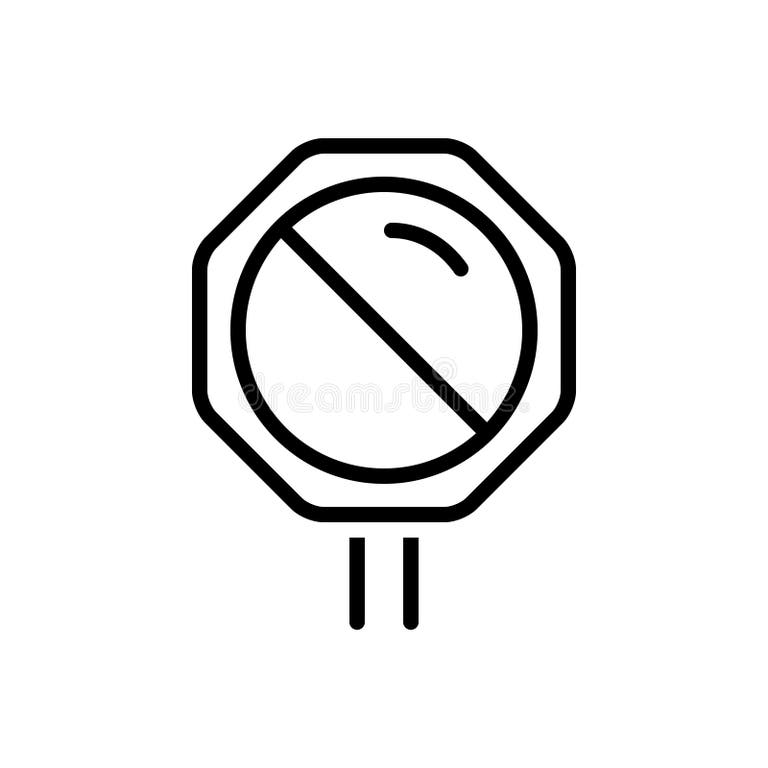 Black Line Icon for Stop, Come and Not Allowed Stock Vector ...
