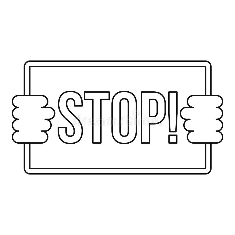 Stop icon, outline style stock vector. Illustration of signal - 88288109