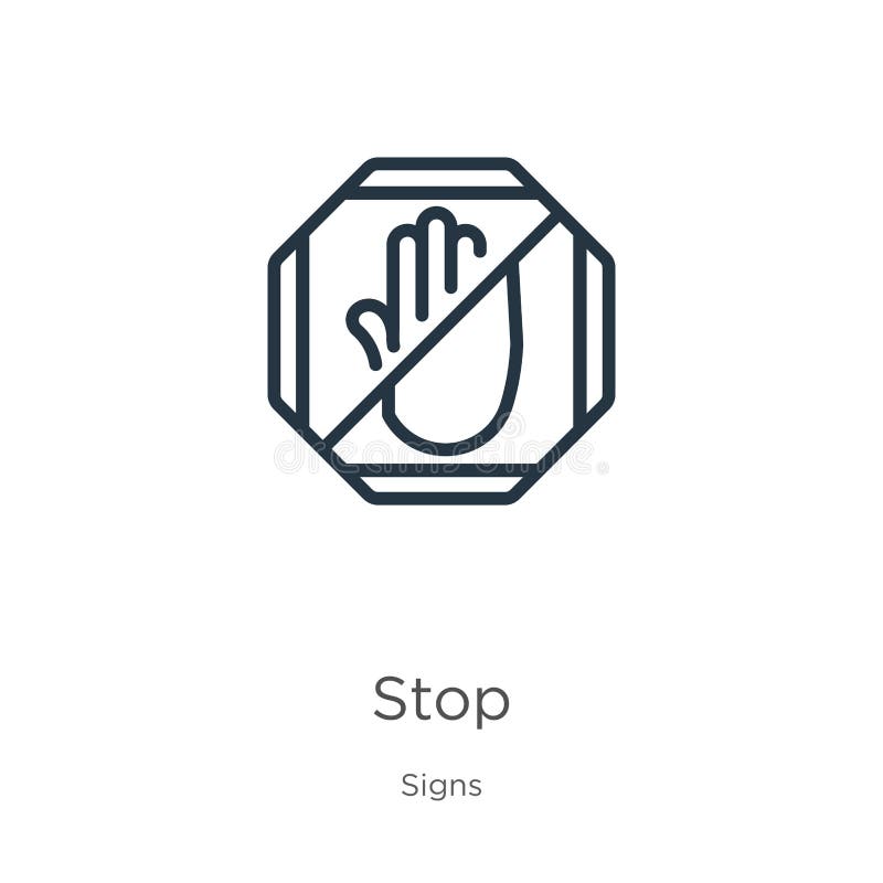 Stop Icon. Thin Linear Stop Outline Icon Isolated on White Background ...