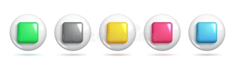 Stop Icons. 3d Realistic Sets of Stop Icons and Buttons for Minimal and ...