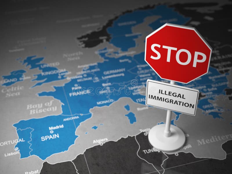 Illegal Immigration Open Border Crossing Stock Illustration ...
