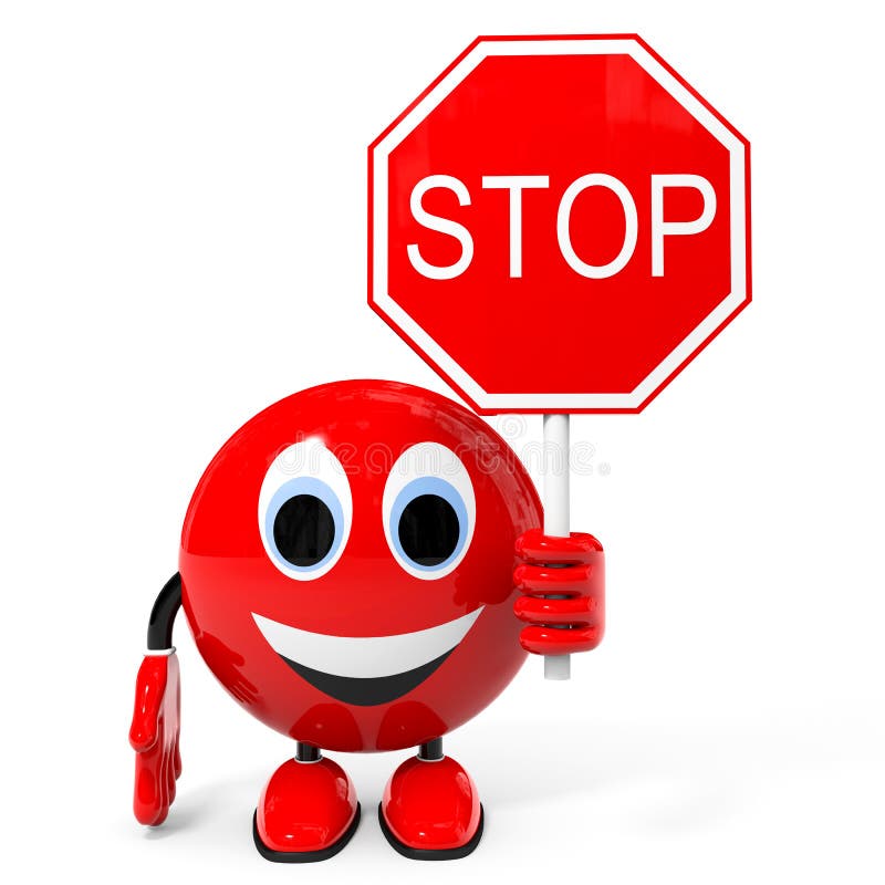 3D man hold stop sign. stock illustration. Illustration of background ...