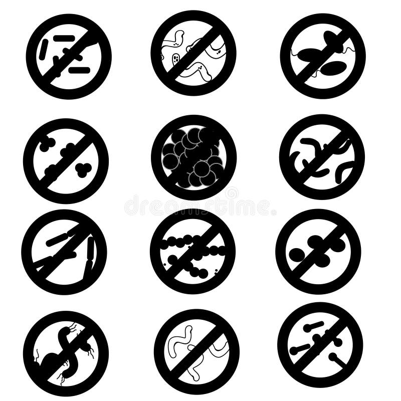 Stop the Infection, a Set of Vector Icons of Different Micro-organisms ...
