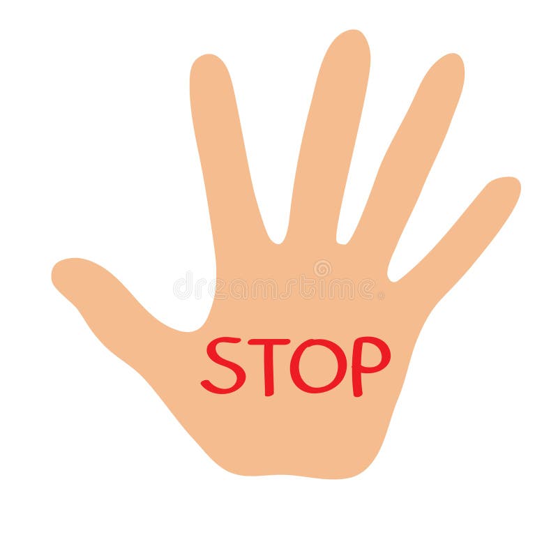 Stop Inscription on Hand. Blocking Gesture. Failure Refuse Rejection ...