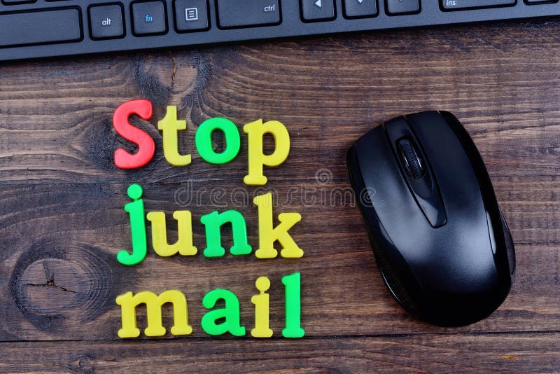 Stop Junk Mail Words on Table Stock Photo - Image of equipment, mail ...