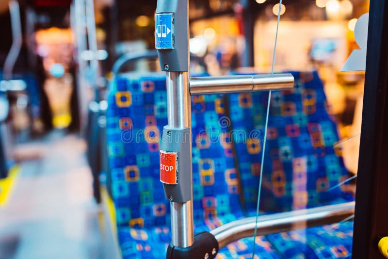 Stop Key in Modern City Bus Stock Image - Image of sign, door: 91856769