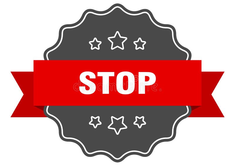 Stop label stock vector. Illustration of round, seal - 160028433