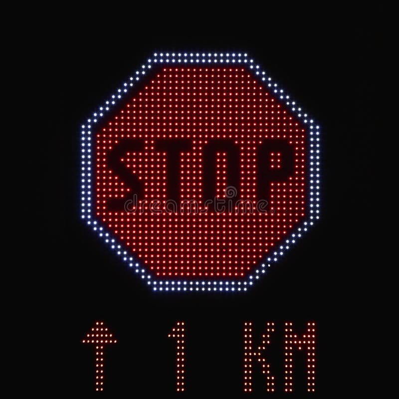 Stop Led Sign stock image. Image of traffic, changable - 128831743