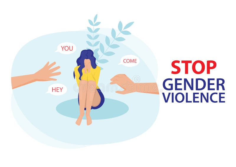 Stop Man Gender Violence or or Domestic Violence Concept Stock Vector ...
