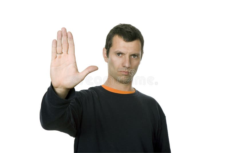 Stop man stock photo. Image of head, palm, person, product - 34135898