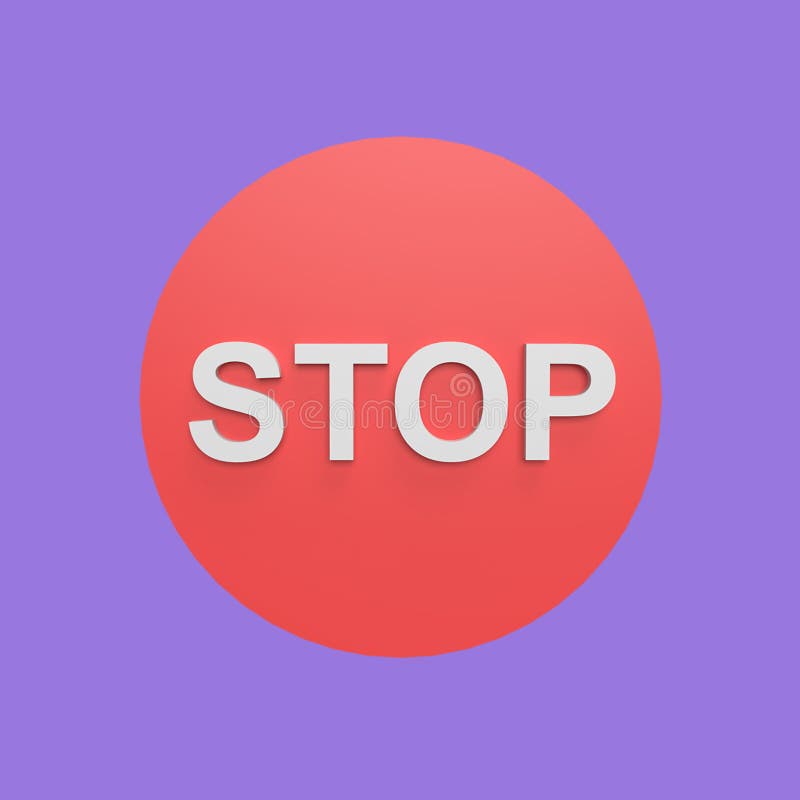 Stop Mark 3d Icon Model Cartoon Style Concept. Render Illustration ...