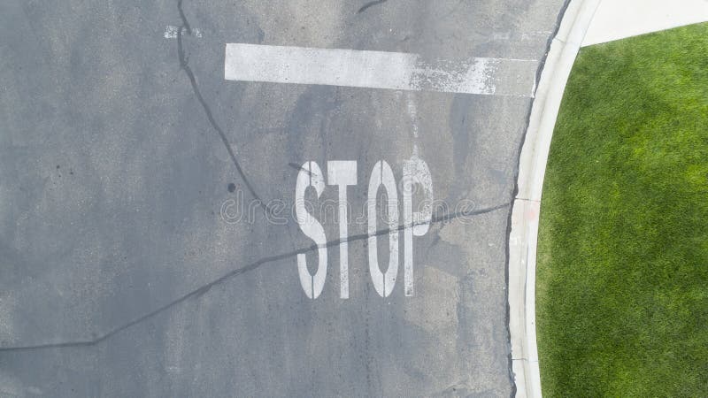Stop marked on the road stock photo. Image of street - 229349212