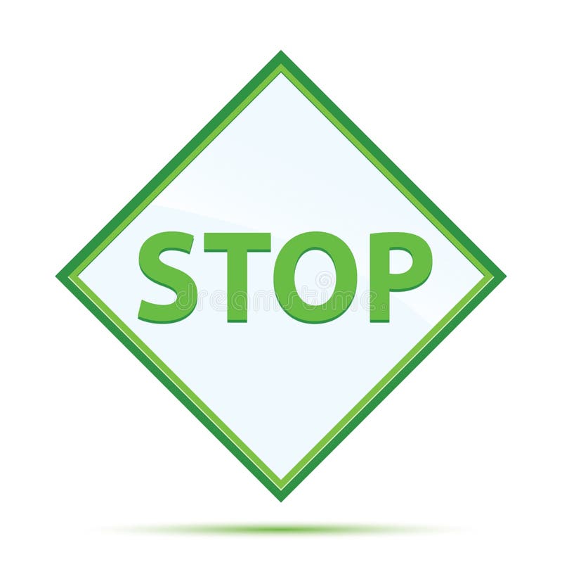 Stop Modern Abstract Green Diamond Button Stock Illustration ...