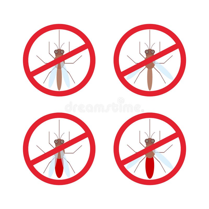 Stop Mosquito Sign in Red Circle. Vector Stock Vector - Illustration of ...