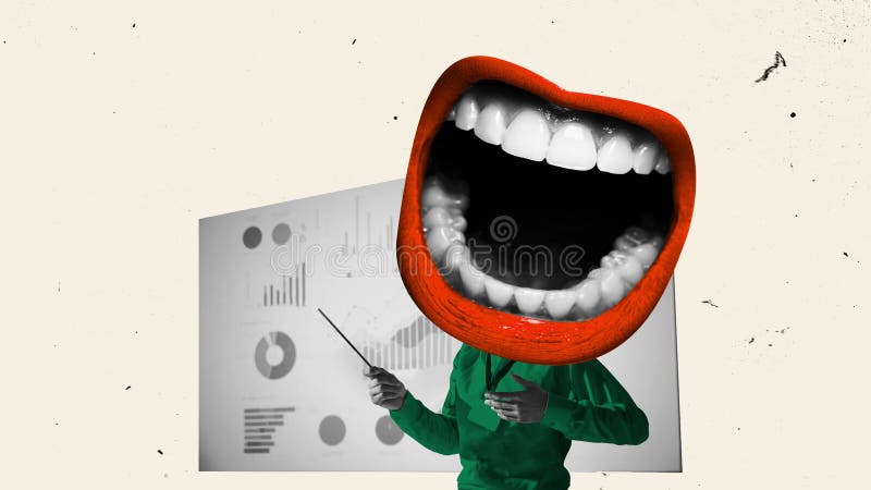 Stop Motion. Animation. Business Professional with Oversized Mouth ...