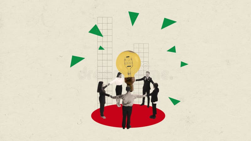 Stop Motion. Animation. Group of People, Employees Generating Ideas for ...