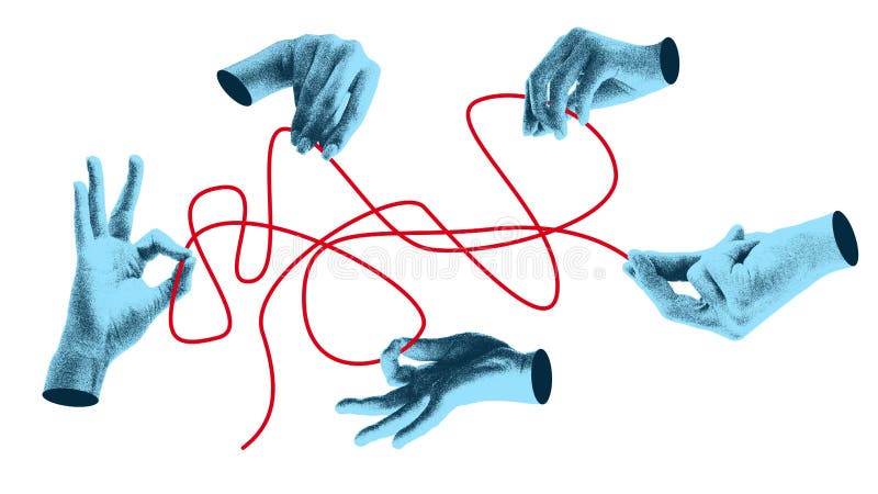 Stop Motion, Animation. Hands Untangling Red Thread, Representing ...