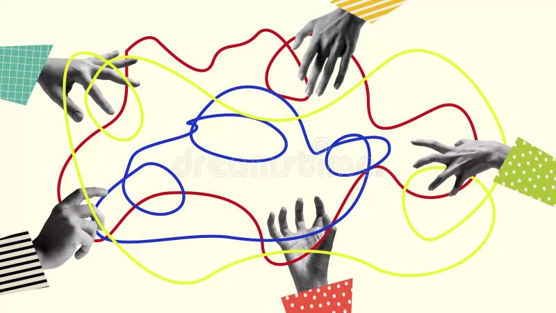 Stop Motion, Animation. Human Hands Connecting with String Over Light ...