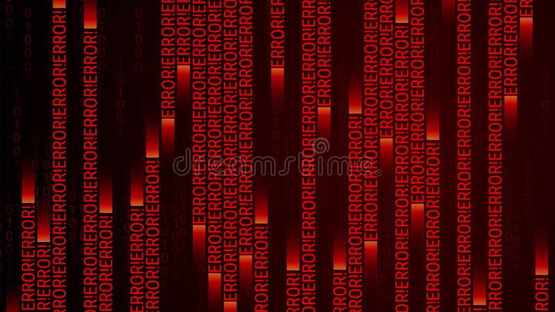 Stop Motion. Animation. Red ERROR Text Rains Across Screen in Binary Glitch Effect, Symbolizing ...